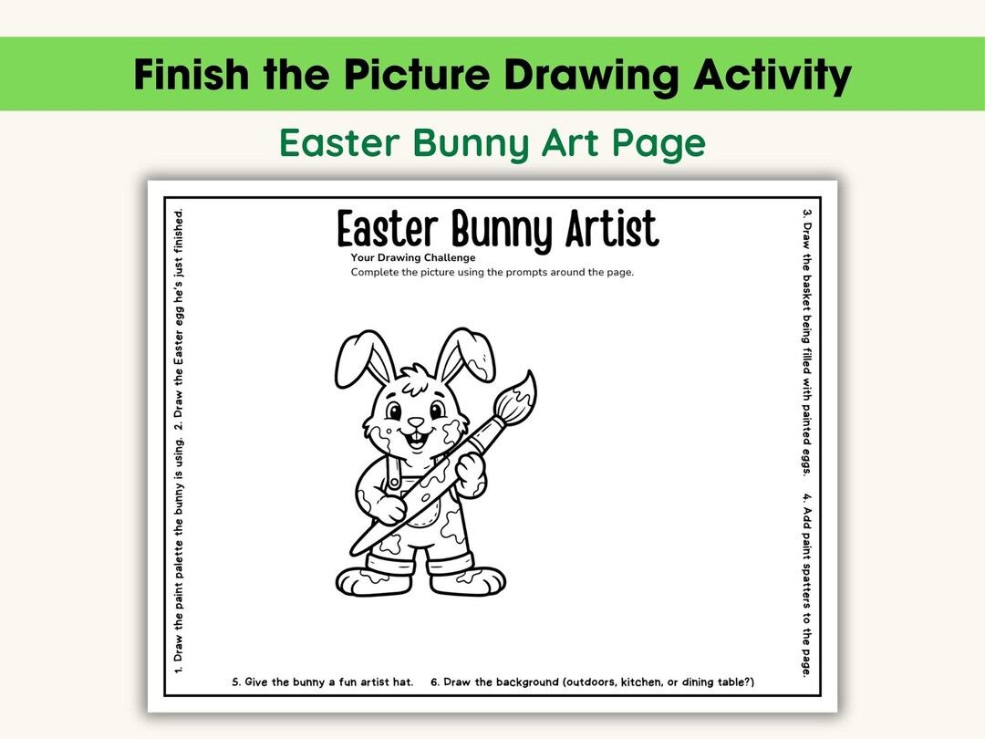 Finish the Picture Worksheet for Kids, Drawing Prompts Activity, Early ...