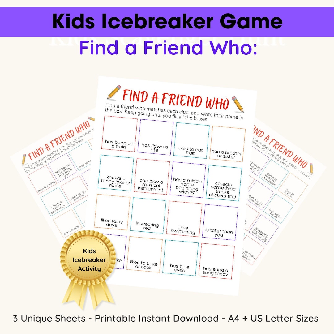 Find a Friend Icebreaker Game – Scavenger Hunt Printable Worksheets for ...