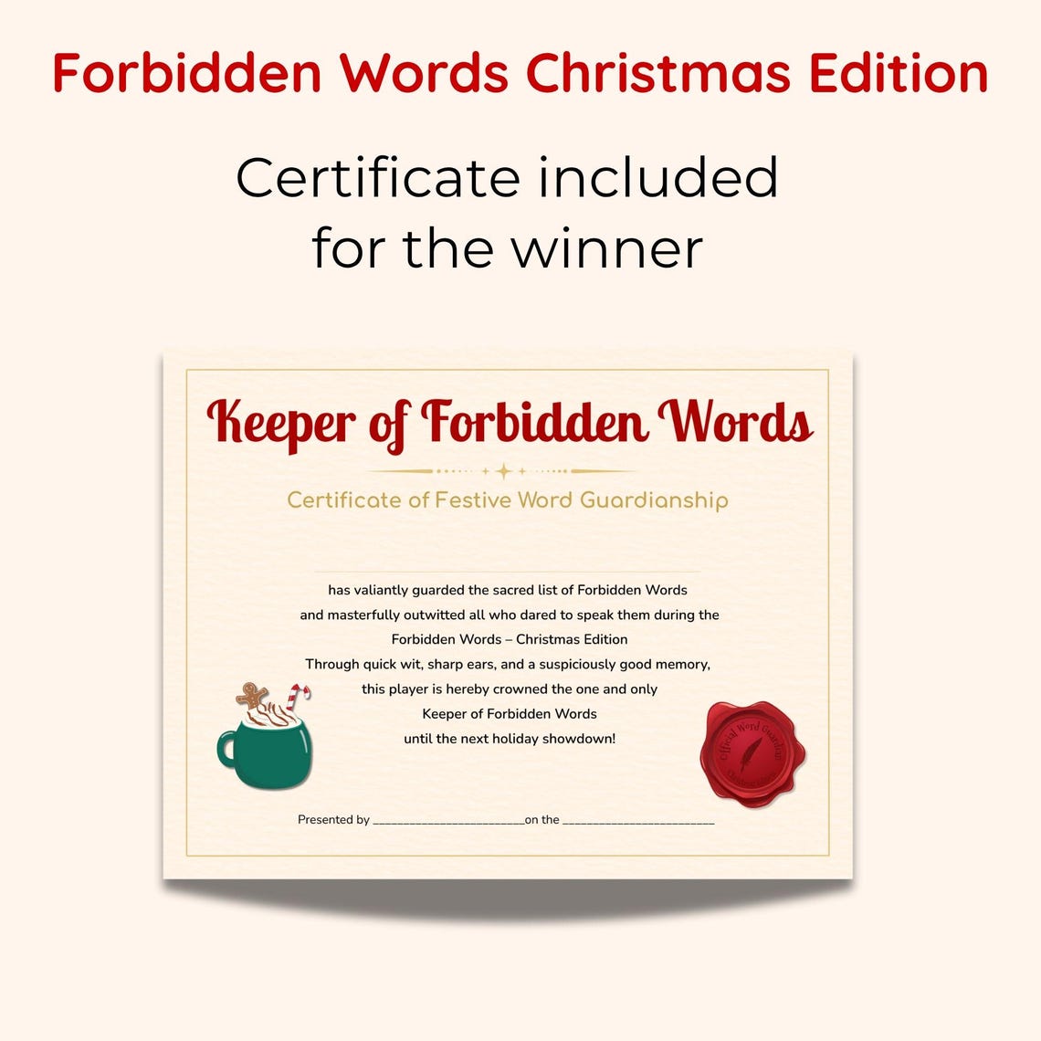 Christmas Forbidden Words Game Printable – 135 Holiday Prompt Cards ...