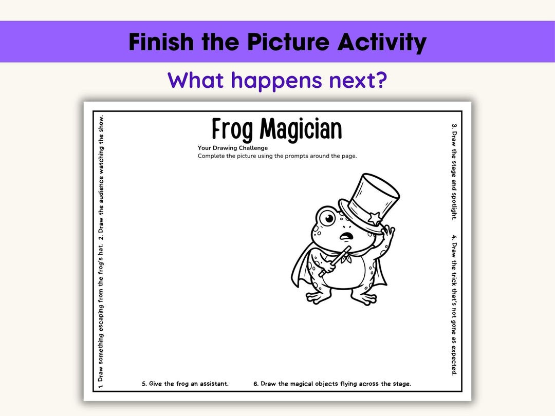 Finish the Picture Worksheet for Kids, Creative Drawing Prompts ...