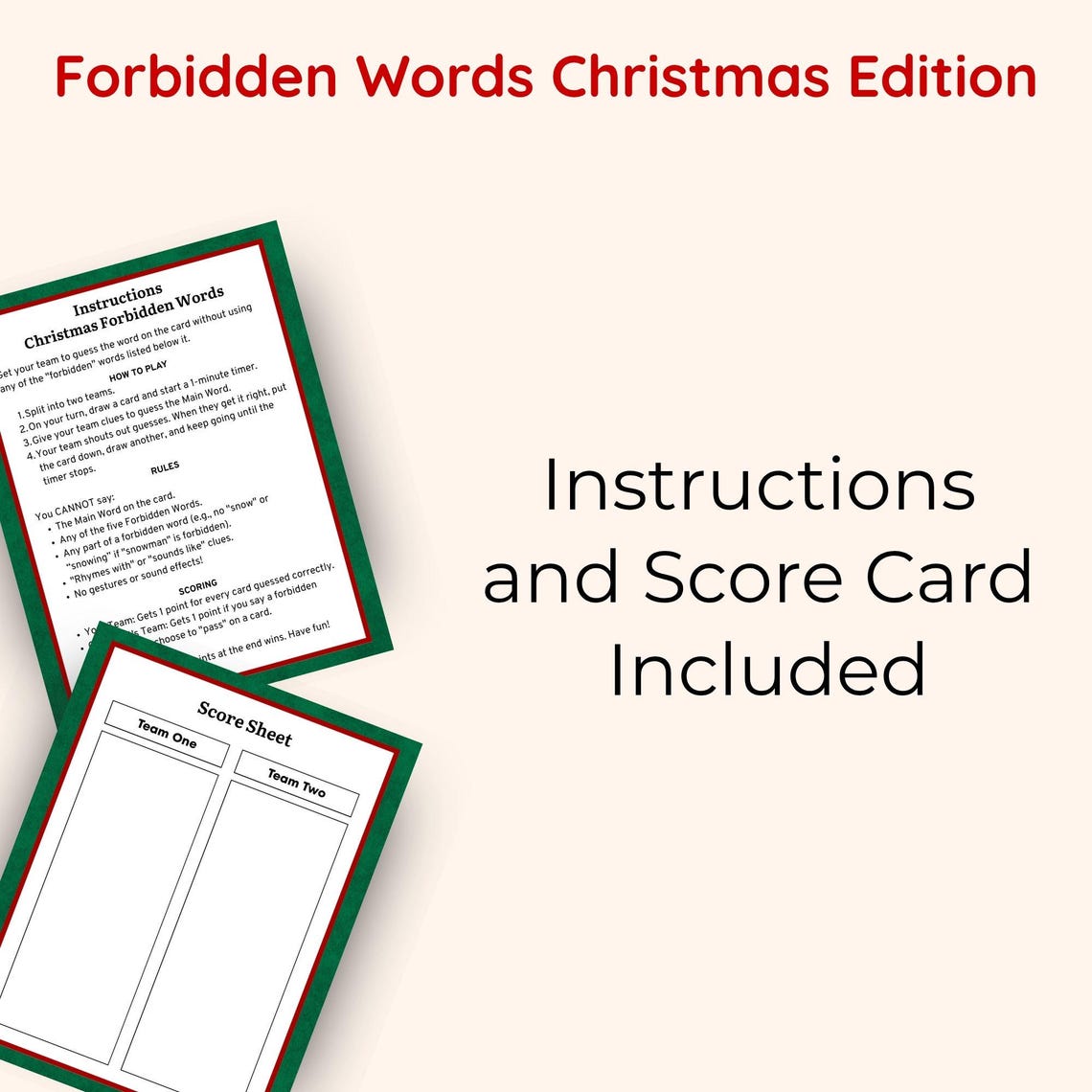 Christmas Forbidden Words Game Printable – 135 Holiday Prompt Cards ...