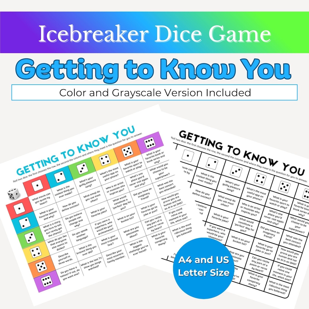 Icebreaker Dice Game Printable, Getting to Know You Game, Team Building ...