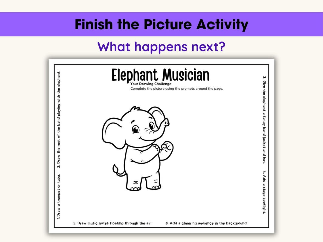 Finish the Picture Worksheet for Kids, Creative Drawing Prompts ...
