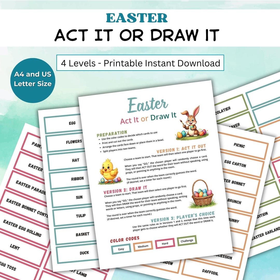 Easter Game Printable: Act It or Draw It! Instant Download - Family ...