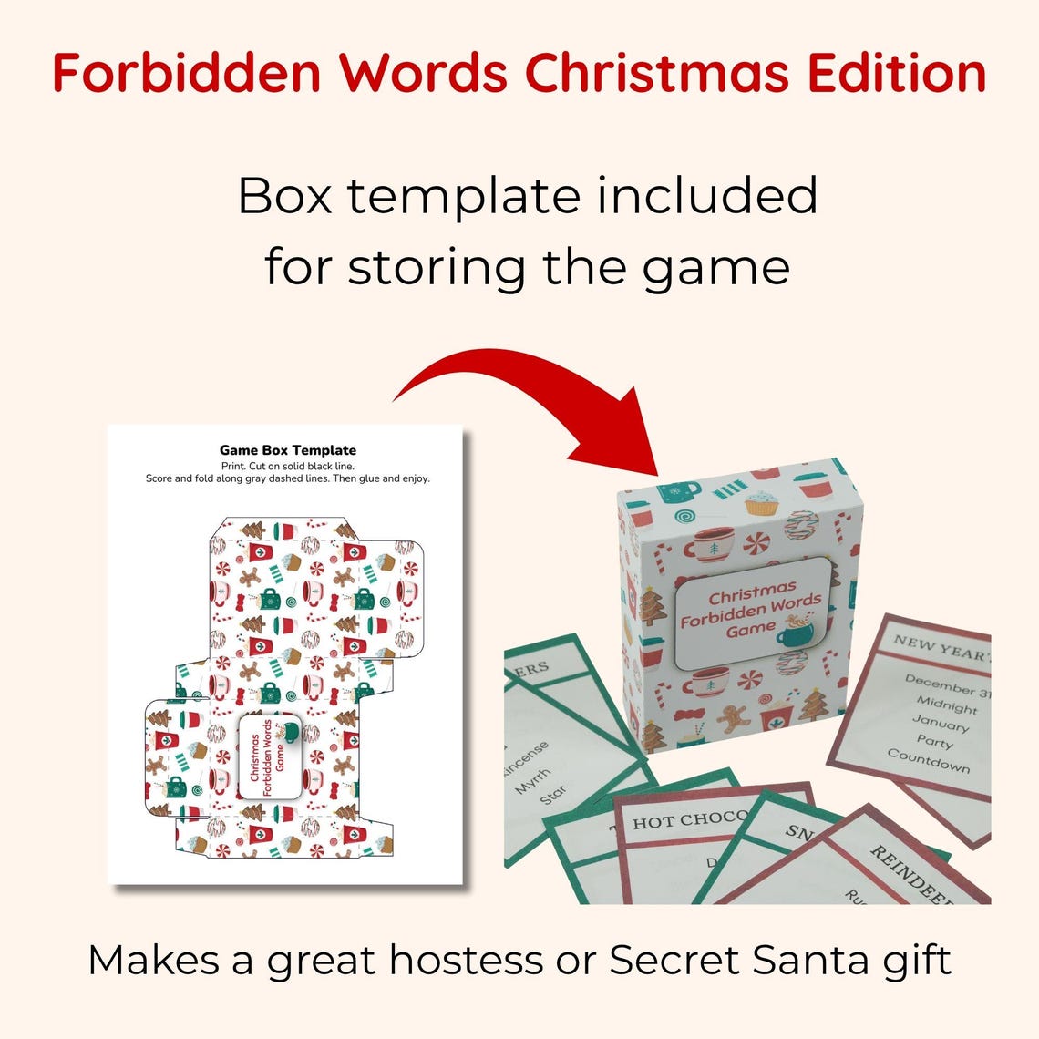 Christmas Forbidden Words Game Printable – 135 Holiday Prompt Cards ...