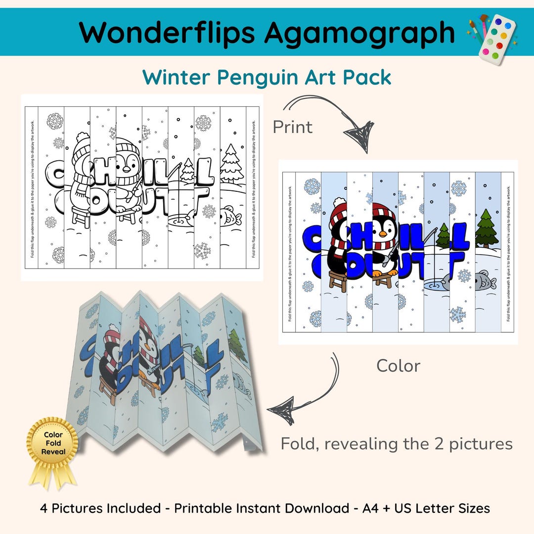 Winter Wonderflips, Printable Agamograph Art Project for Kids, 4 ...