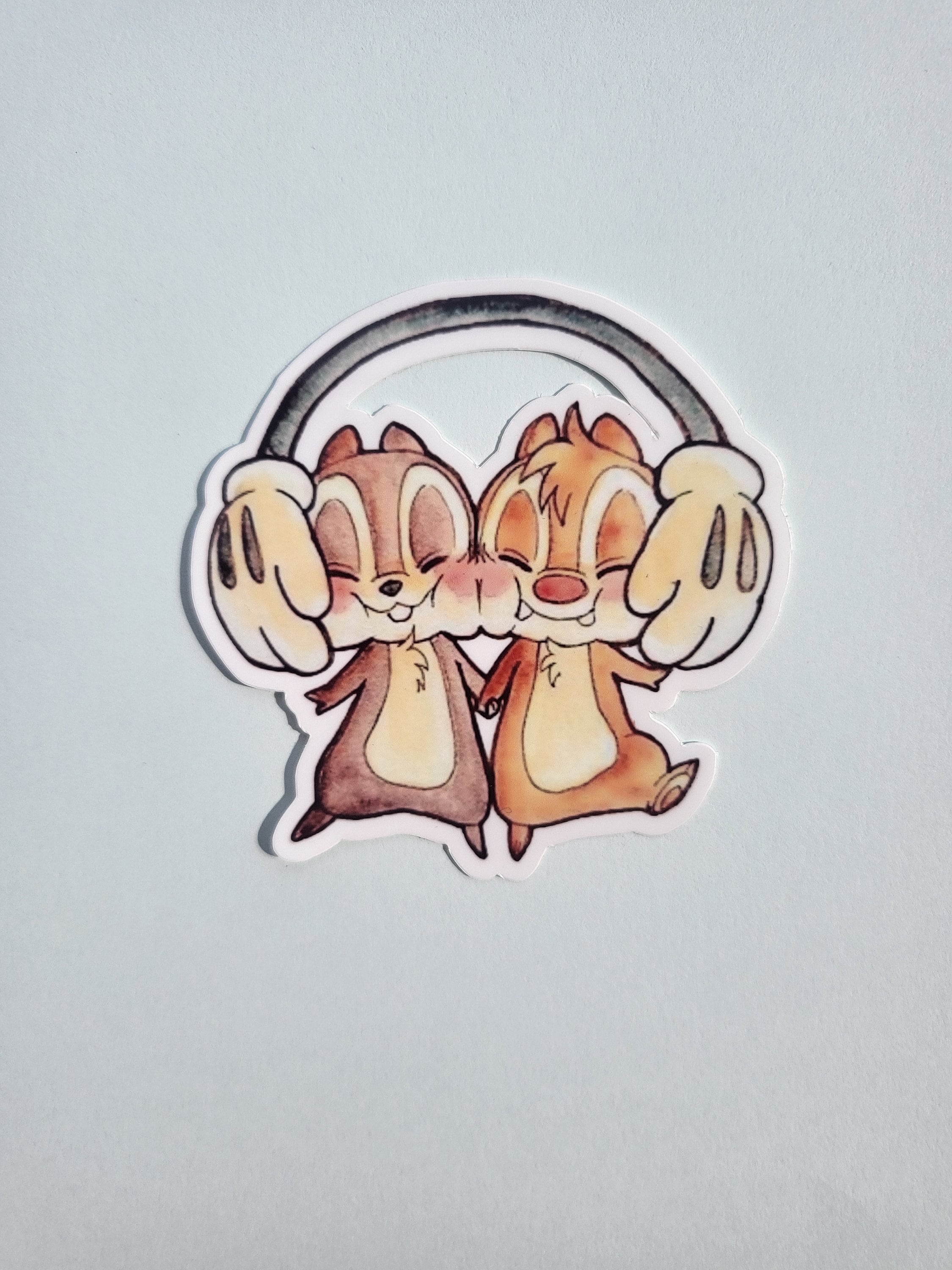 Chip and Dale With Headphones Sticker Chip and Dale Listening to Music ...