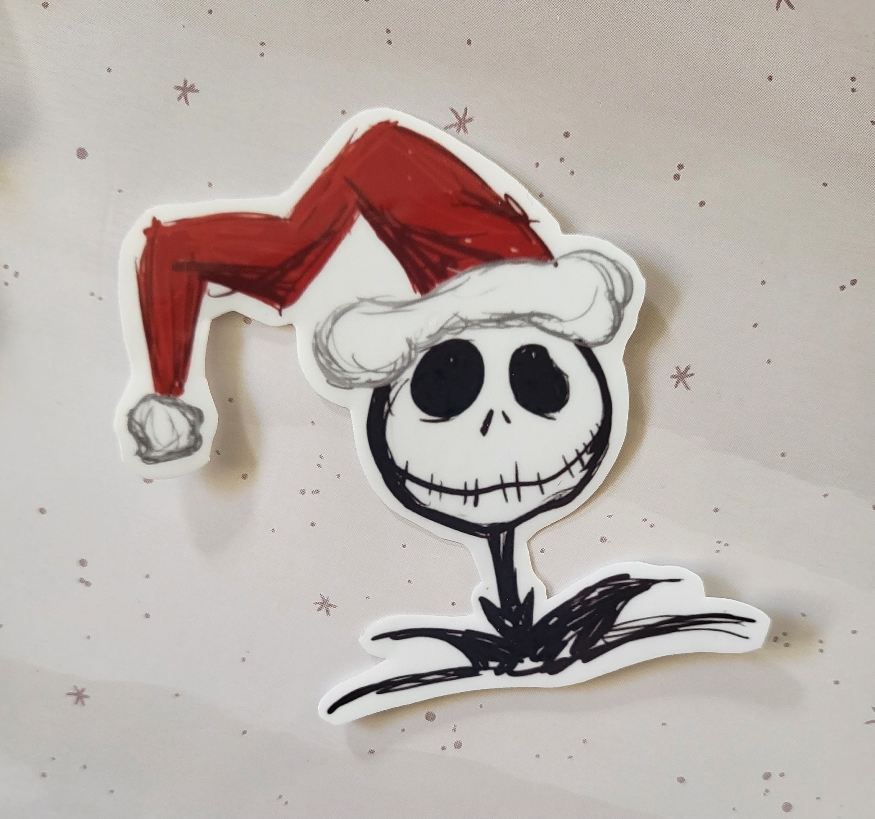 Jack Skellington With Santa Hat Sticker Jack Skellington Christmas ...