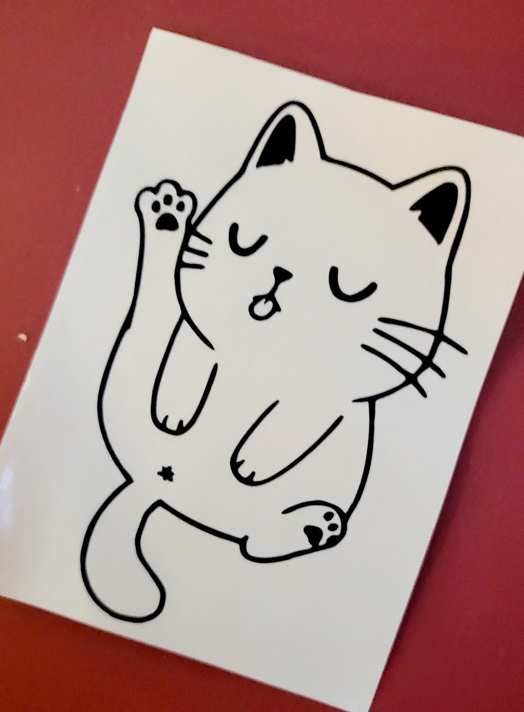 Cat Decal | Funny Cat Decal | Cat Licking Decal | Kitty Decal - Etsy