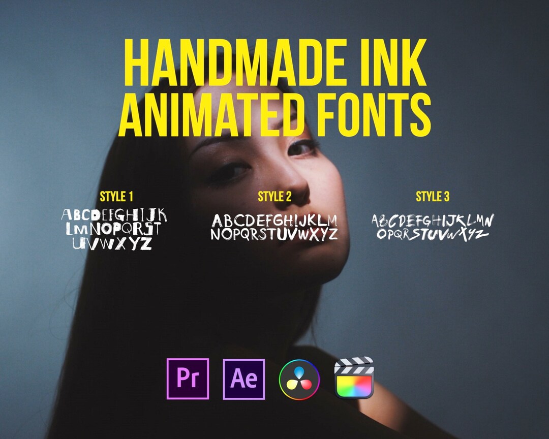 Handmade Ink Animated Fonts PNG Files 3 Different Styles digital ...