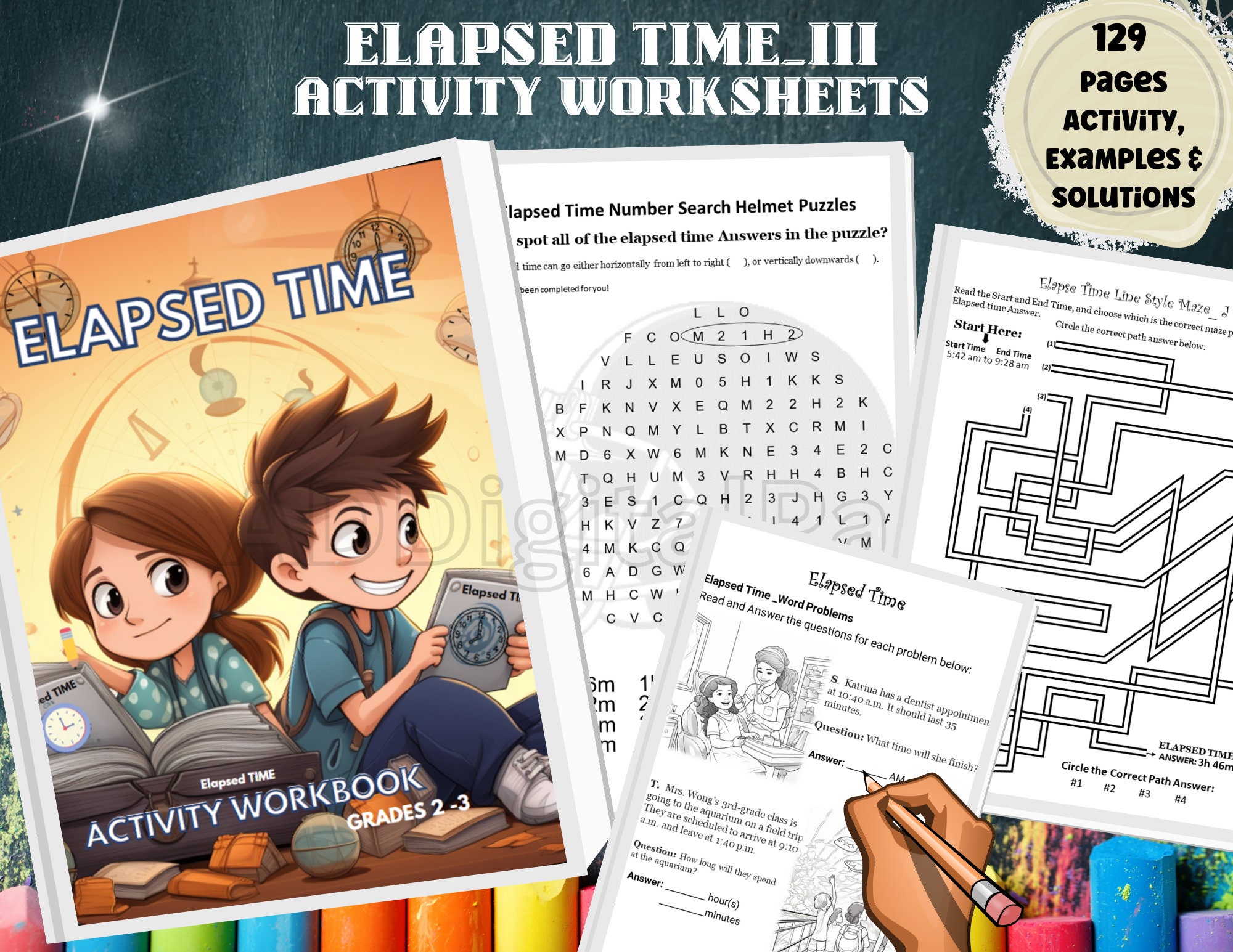 Elapsed Time Activity Worksheets III, Digital Download Activity ...