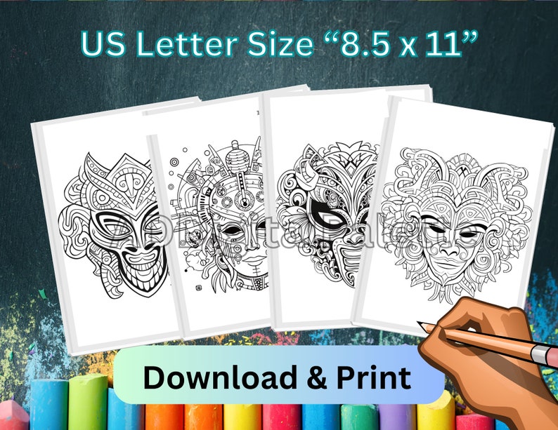 Lucha Libre Wrestling Mask Coloring Pages, Digital Download Coloring ...