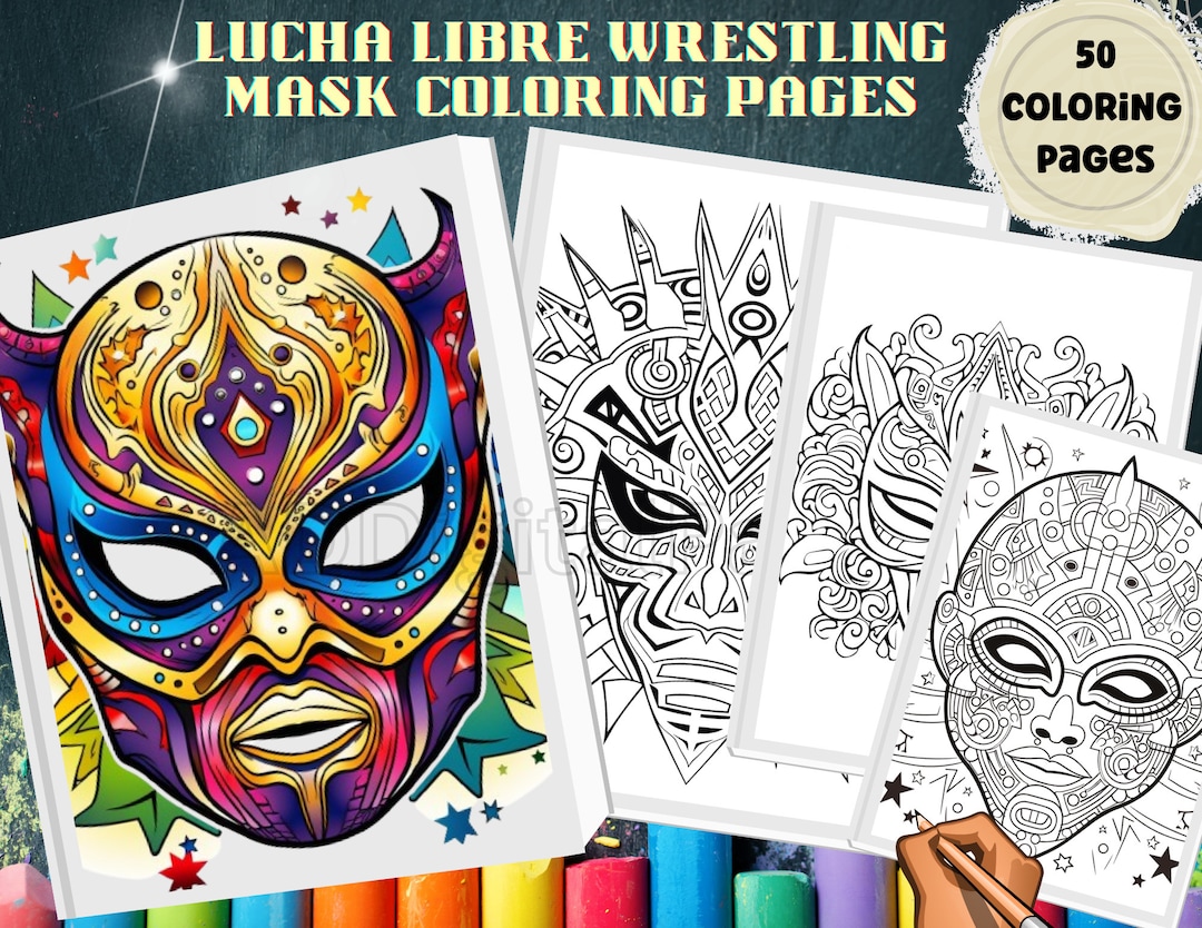 Lucha Libre Wrestling Mask Coloring Pages, Digital Download Coloring ...