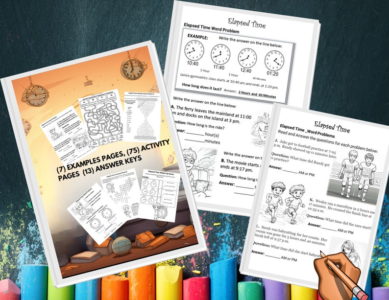 Elapsed Time Activity Worksheets III, Digital Download Activity ...