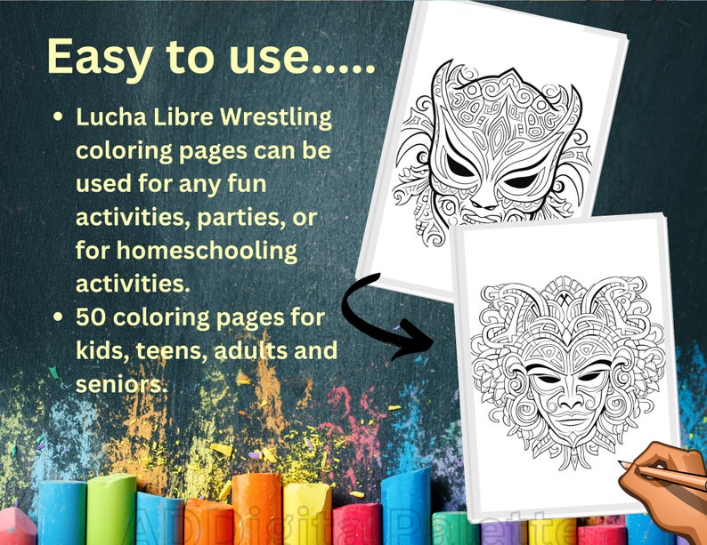 Lucha Libre Wrestling Mask Coloring Pages, Digital Download Coloring ...