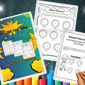 Telling Time Activity Worksheets, Digital Download Activity Pages, 180 ...