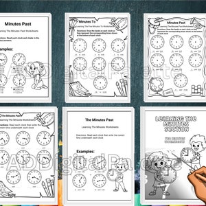 Telling Time Activity Worksheets, Digital Download Activity Pages, 180 ...