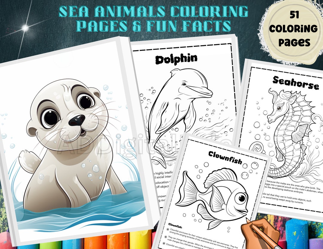 Sea Animals Coloring Book for Adults and Kids, 51 Fun and Creative Sea ...