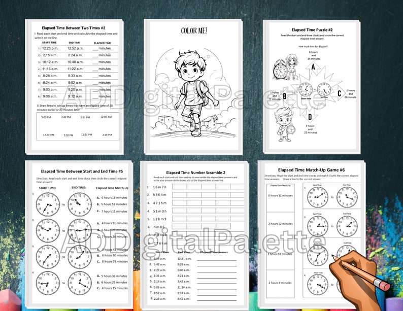 Elapsed Time Activity Worksheets III, Digital Download Activity ...