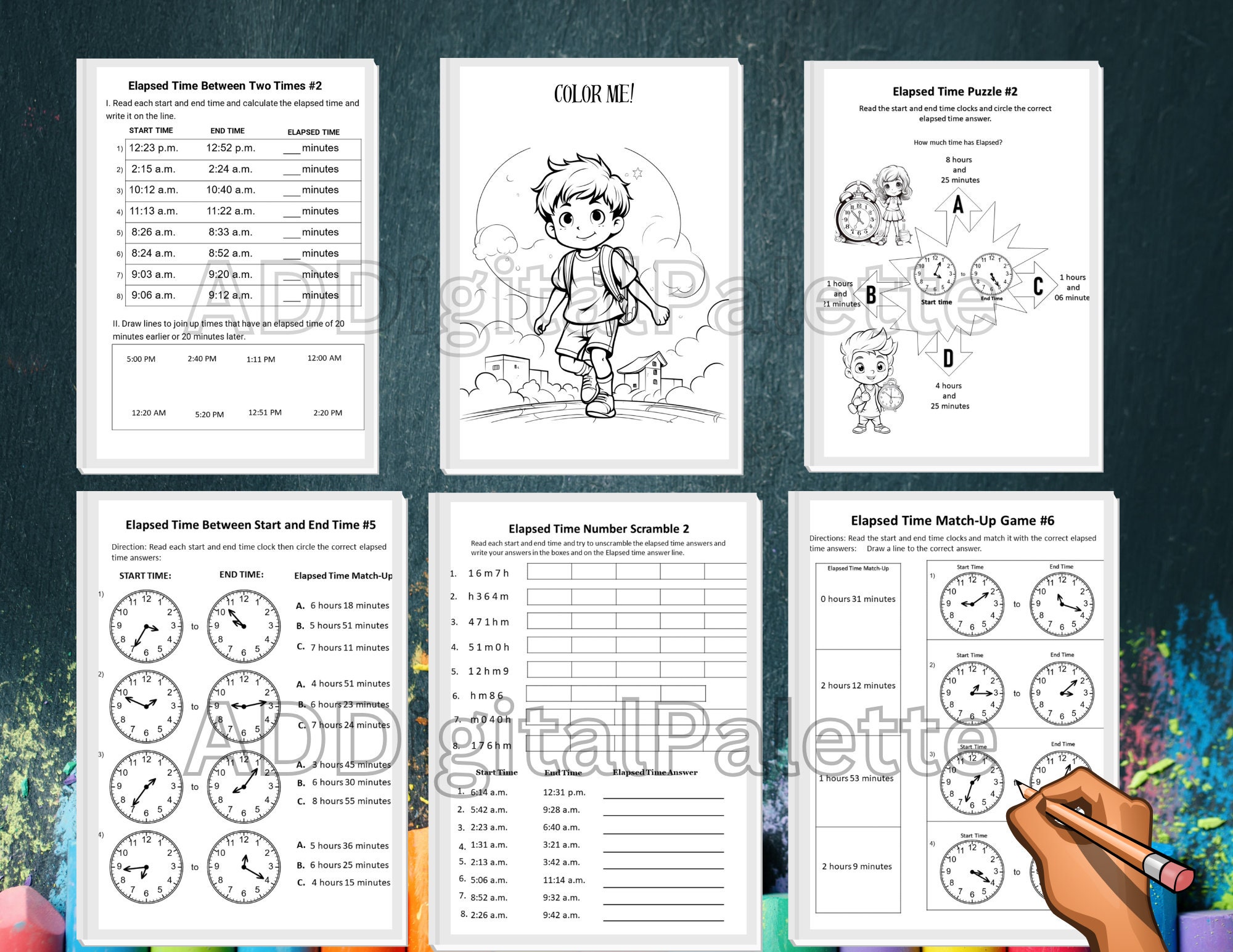 Elapsed Time Activity Worksheets III, Digital Download Activity ...