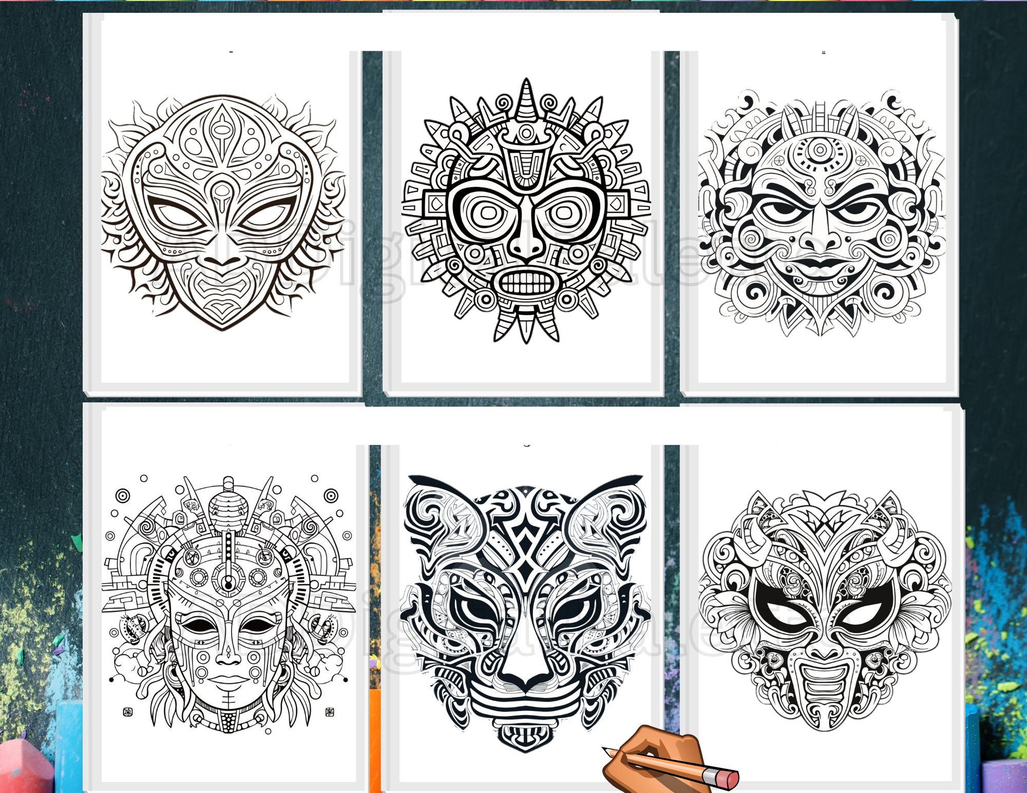 Lucha Libre Wrestling Mask Coloring Pages, Digital Download Coloring ...