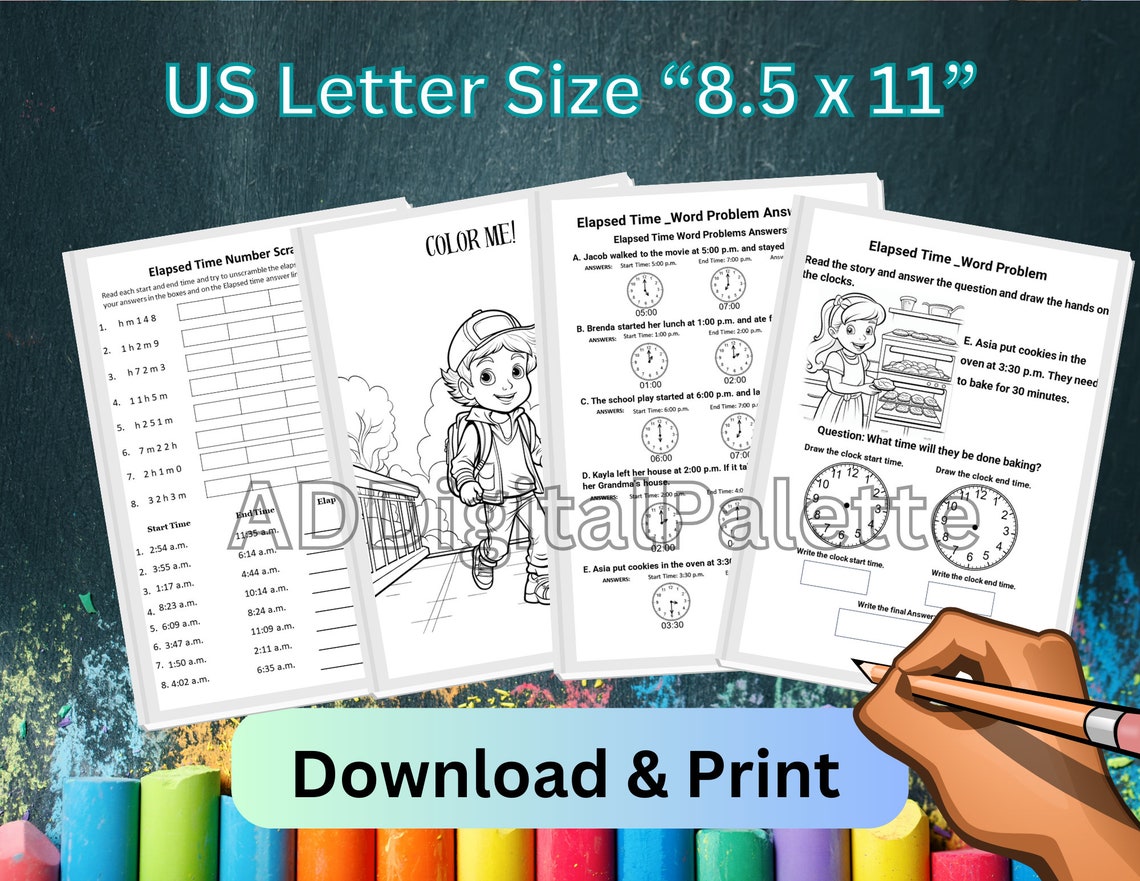Elapsed Time Activity Worksheets III, Digital Download Activity ...