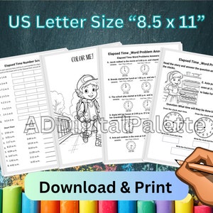 Elapsed Time Activity Worksheets III, Digital Download Activity ...