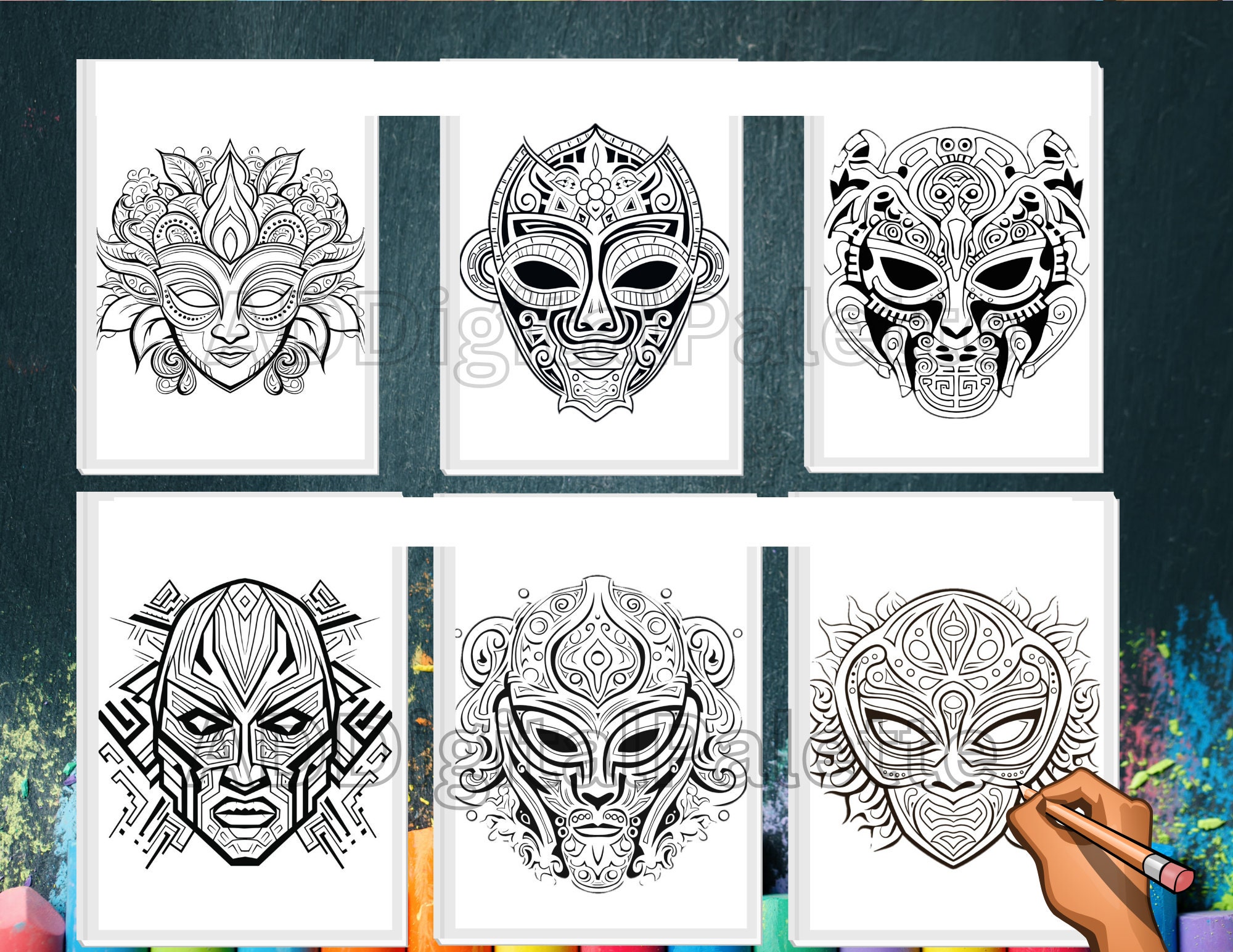 Lucha Libre Wrestling Mask Coloring Pages, Digital Download Coloring ...