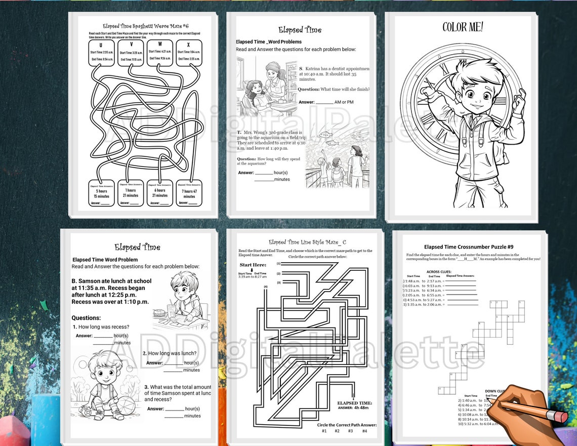 Elapsed Time Activity Worksheets III, Digital Download Activity ...