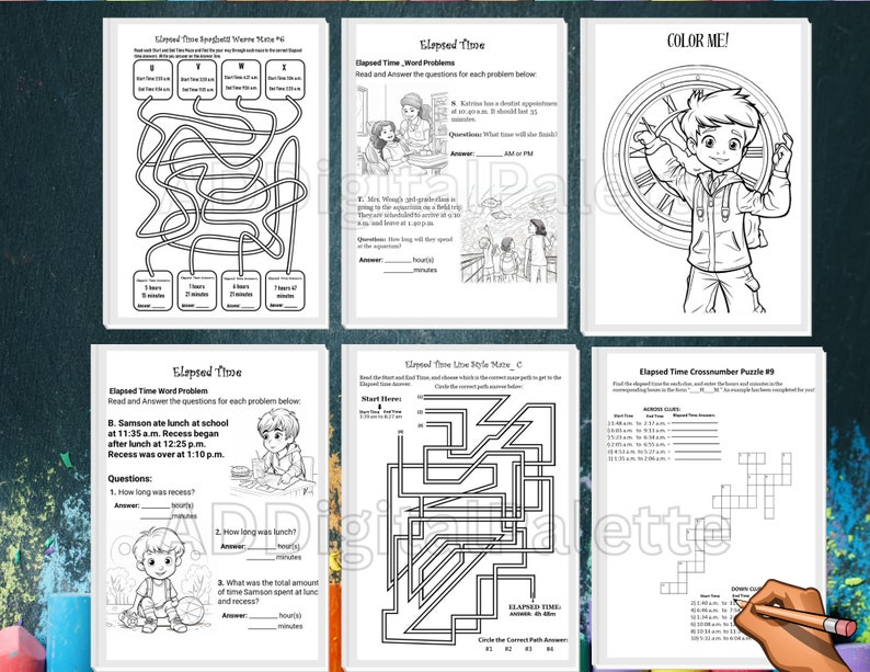 Elapsed Time Activity Worksheets III, Digital Download Activity ...