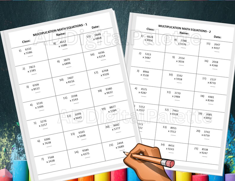 Twenty (20) Multiplication Activity Worksheets, Multiplication Digital ...