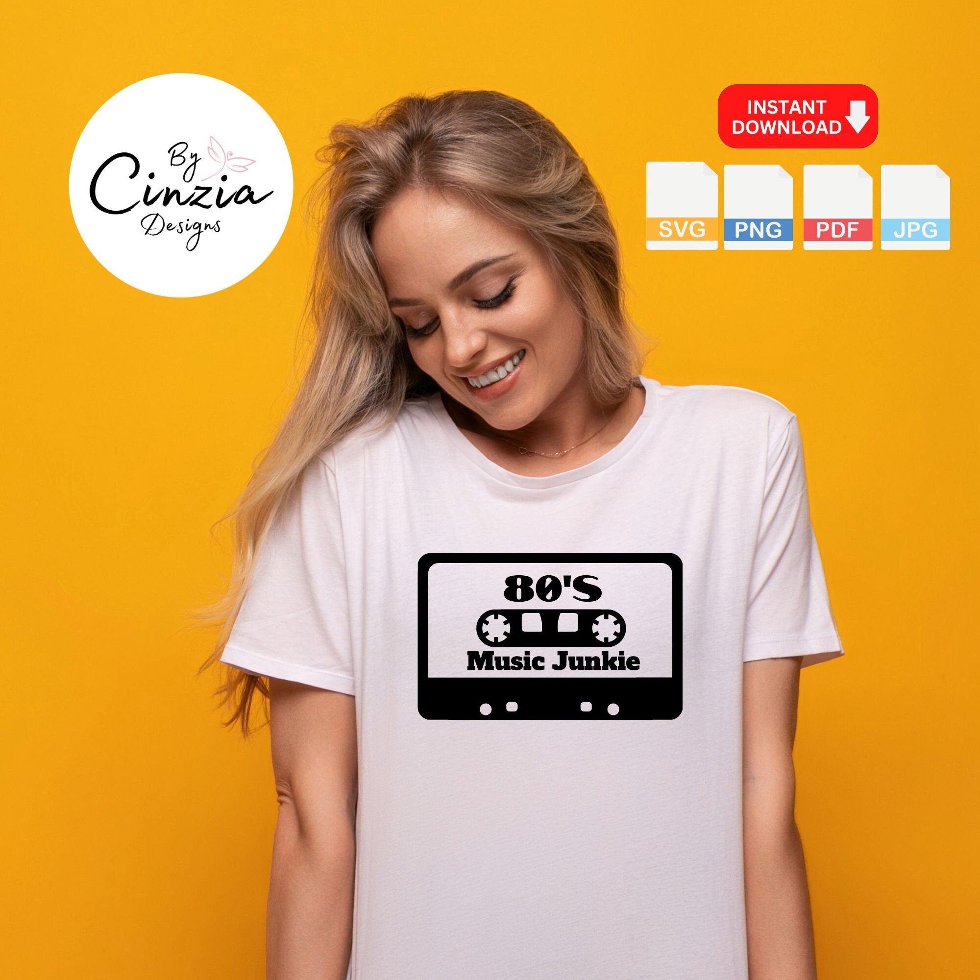 80s Retro Cassette Tape Svg Clipart, 80's Music Junkie Svg, I Love the ...