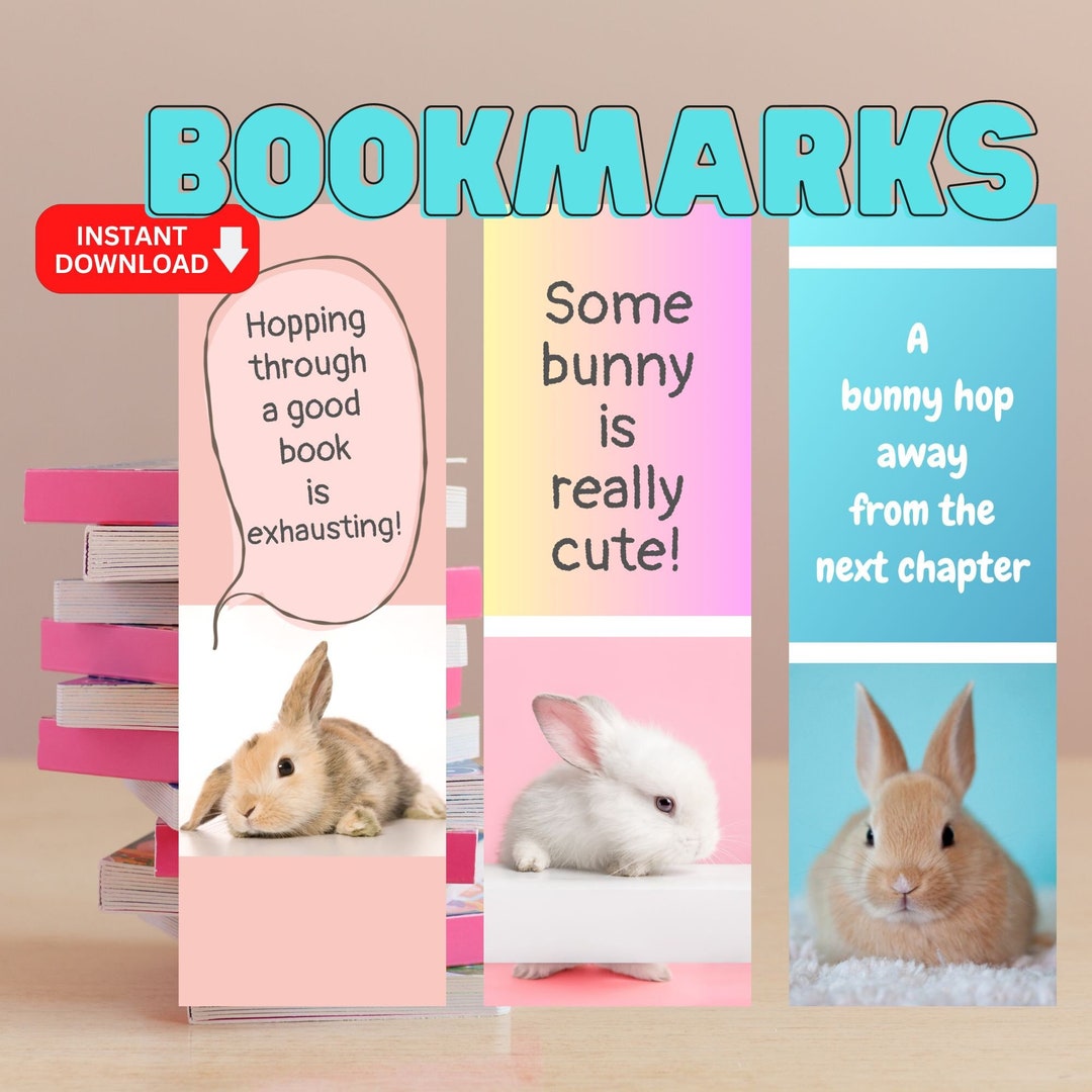 Bunny Bookmark Printable for Kids, Cute Bookmark With Funny Reading ...