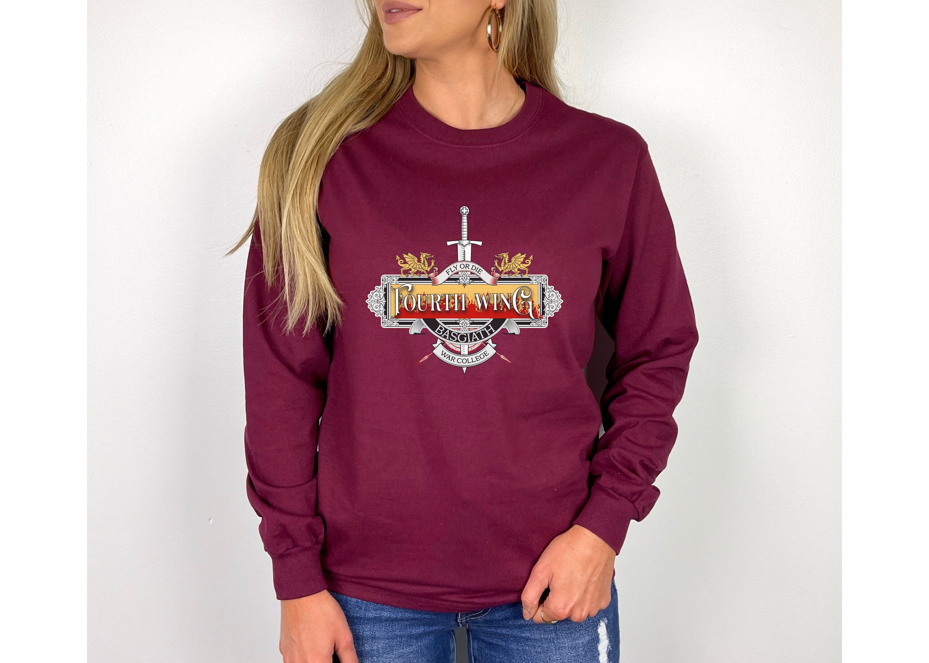 Fourth Wing Riders Quadrant Crest Long Sleeve T-shirt From the - Etsy