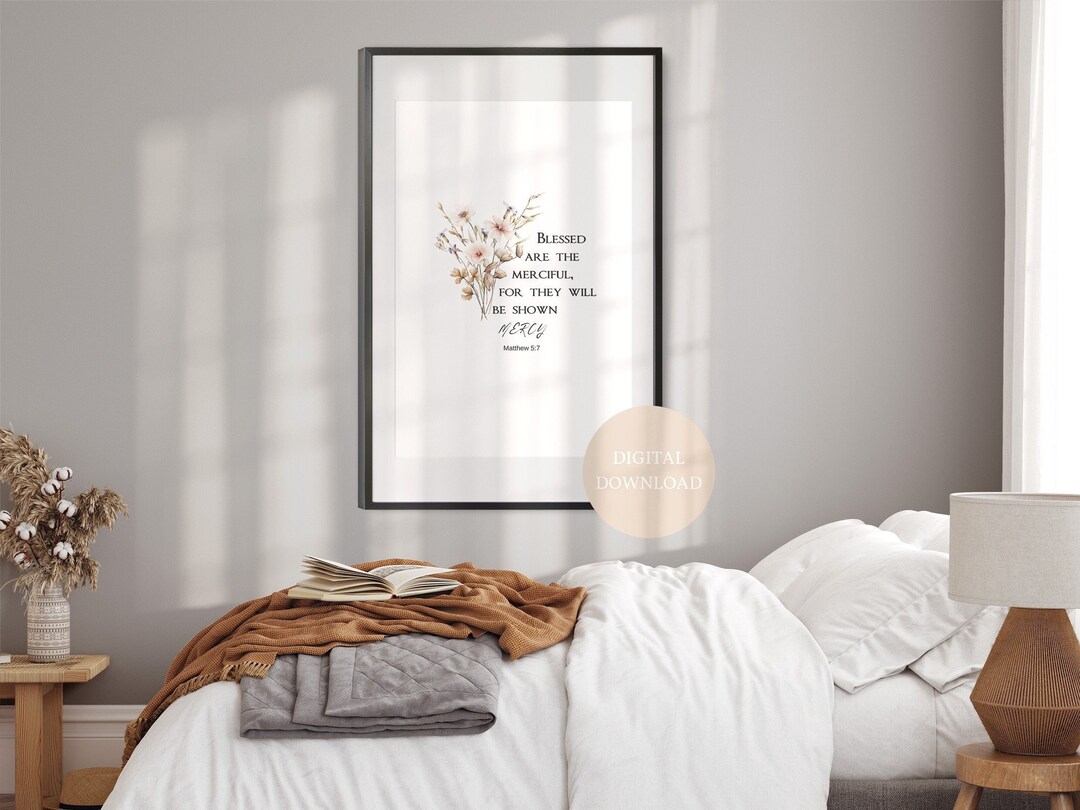 Blessed Are the Merciful Bible Verse Prints Digital Art Modern ...