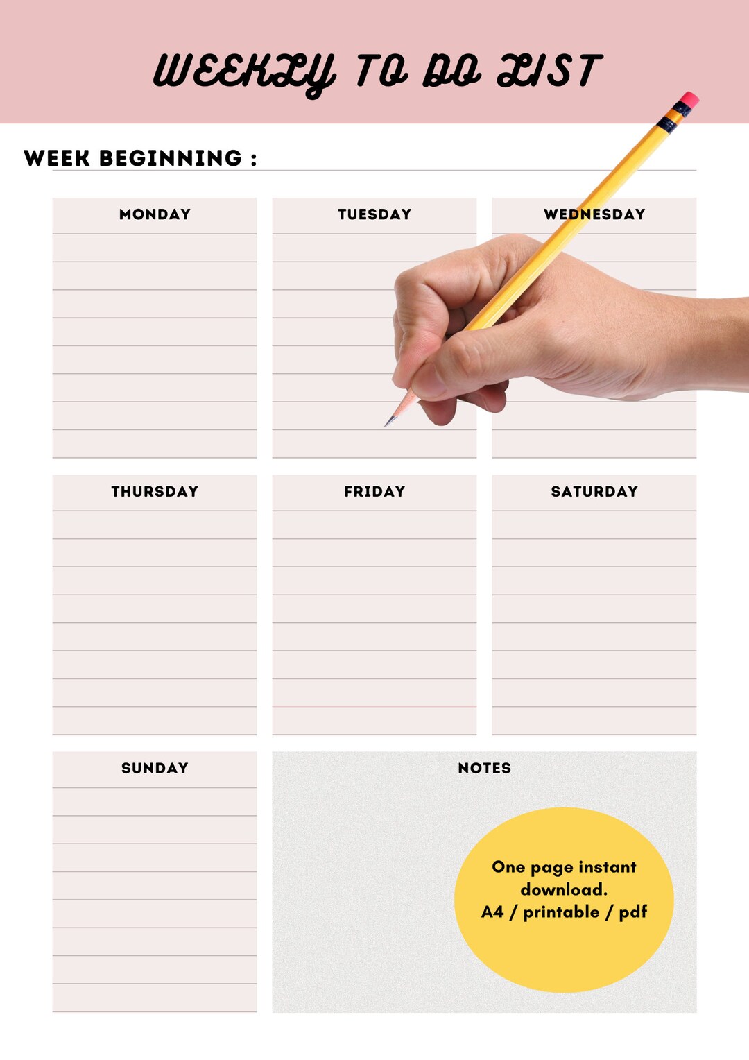 Weekly to Do List / Weekly Planner / Self Care Planner / Wellness ...