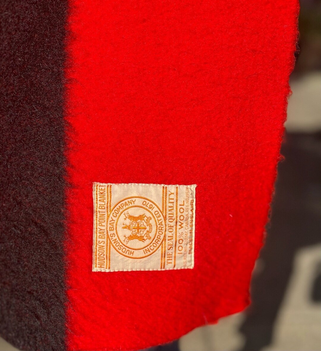 HUDSON'S BAY 4 Point Blanket HBC Stripes 100% Vintage Wool Blanket 96 X ...