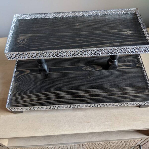 Wooden Rectangle Tiered Tray - Etsy