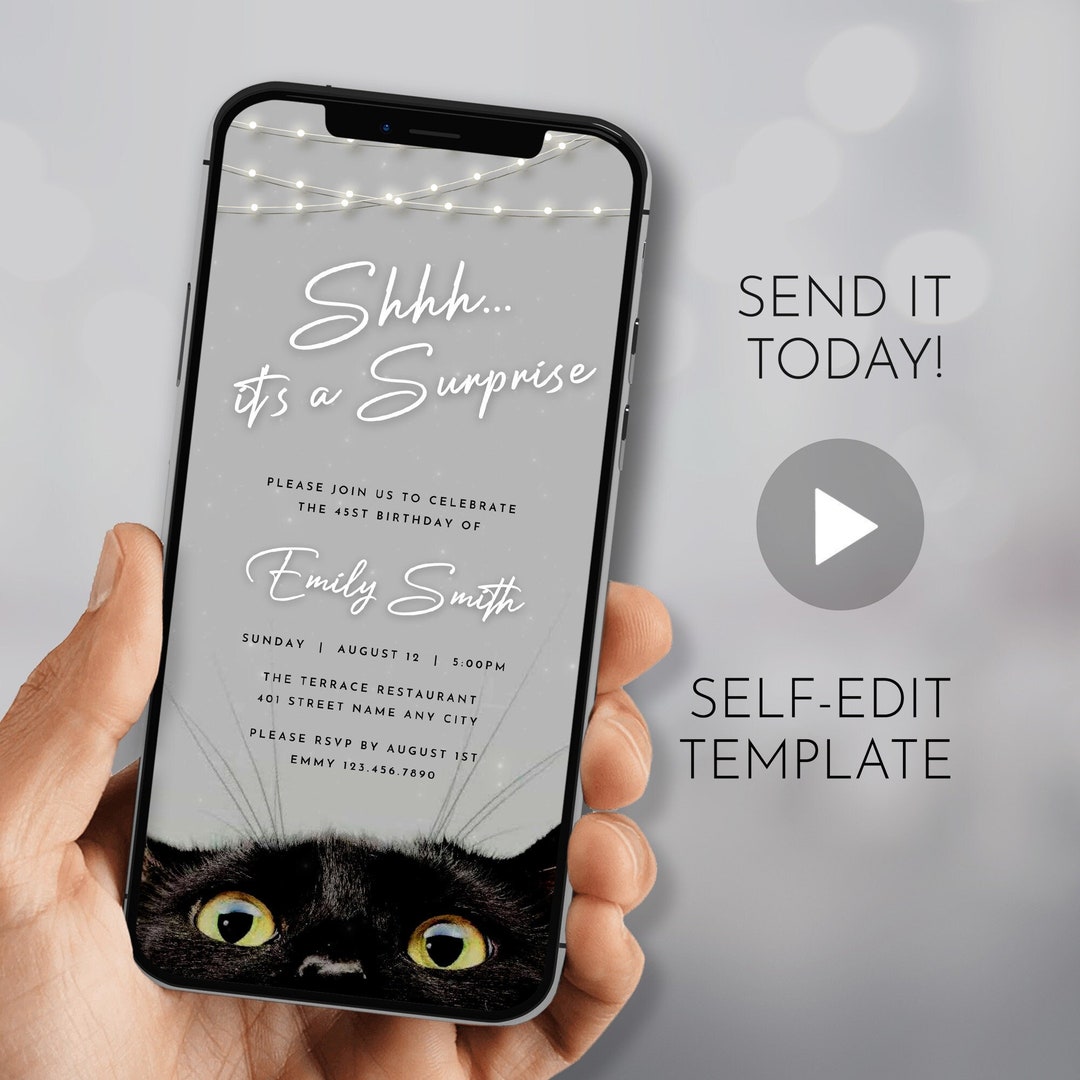Digital Surprise Party Invitation - Birthday Mobile Invite - Electronic ...