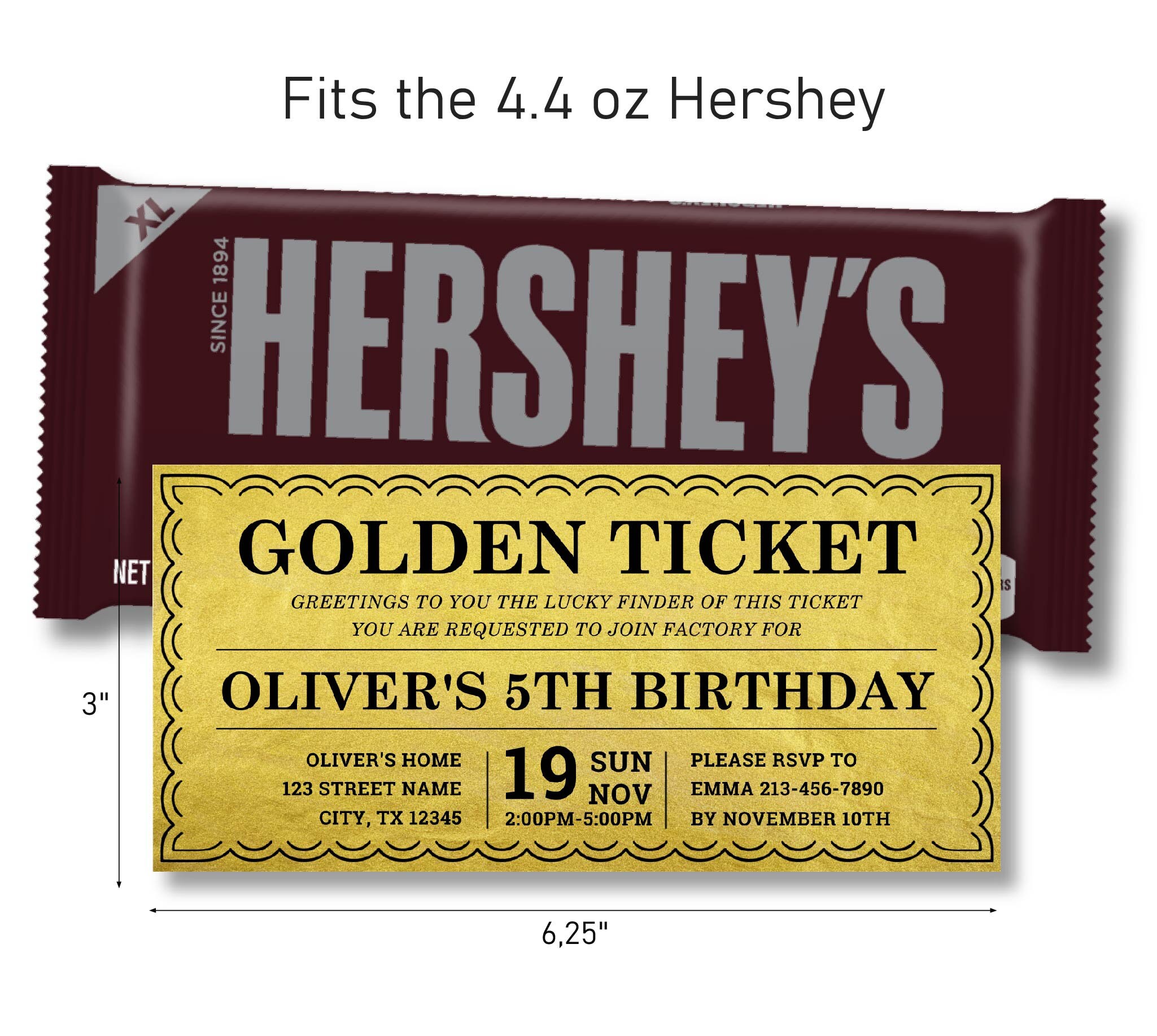 Golden Ticket Invitation Printable Template Willy Wonka Birthday ...