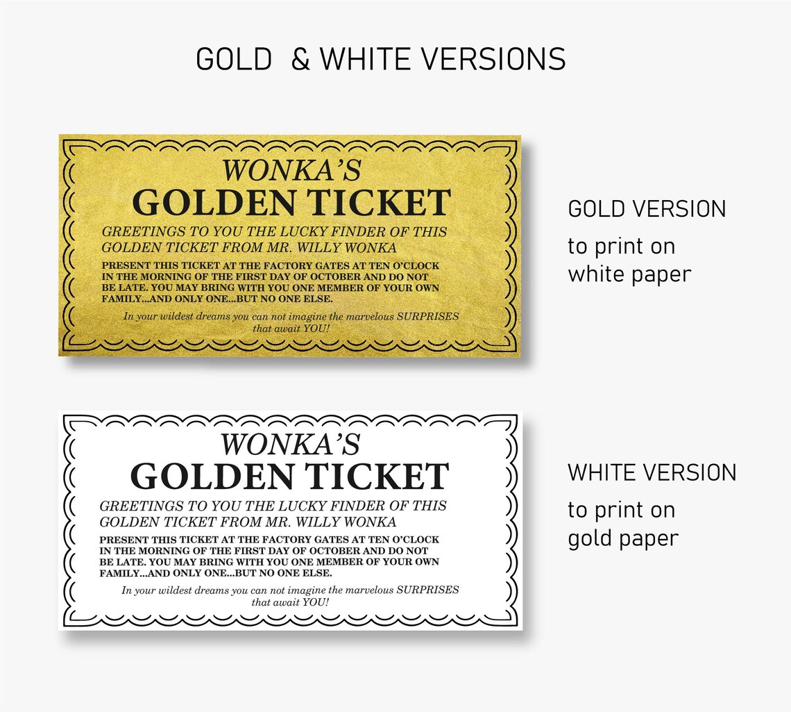 Editable Golden Ticket & Wonka Bar Wrapper Printable - Etsy Canada