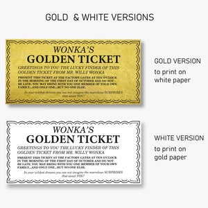 Editable Golden Ticket - Printable Template - Willy Wonka Party ...