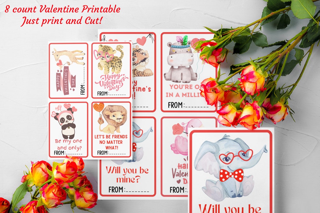 PRINTABLE Zoo Friends Valentine's Day Cards, Kids Animal Cards ...