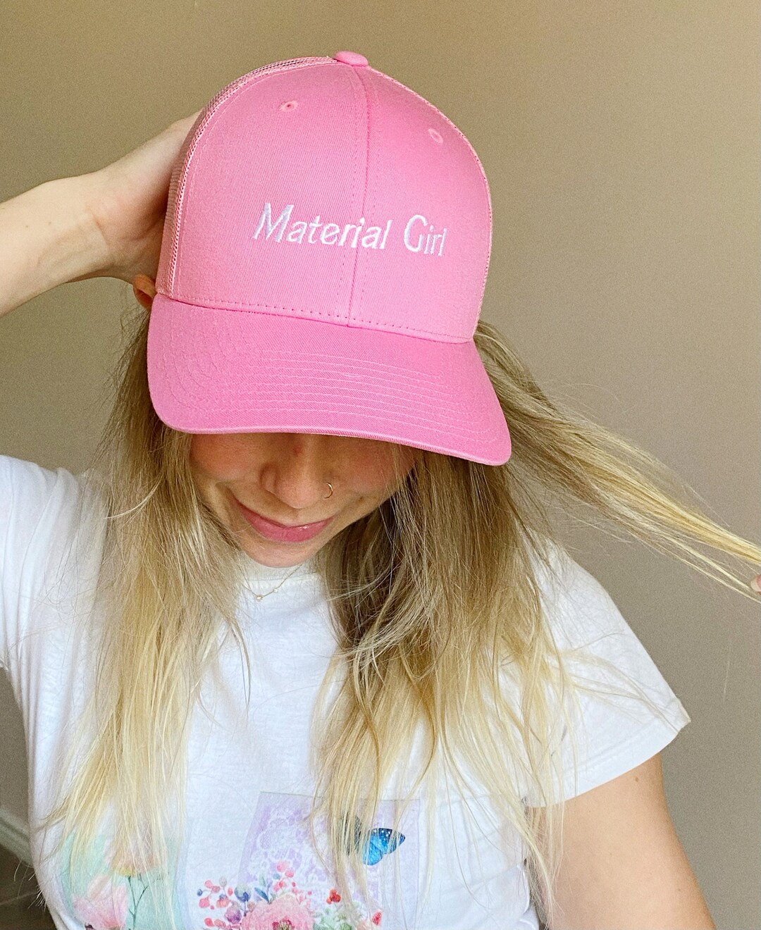 Material Girl Trucker Cap, 90's Girl Cap, Pink Beach Women's Hat, Retro ...