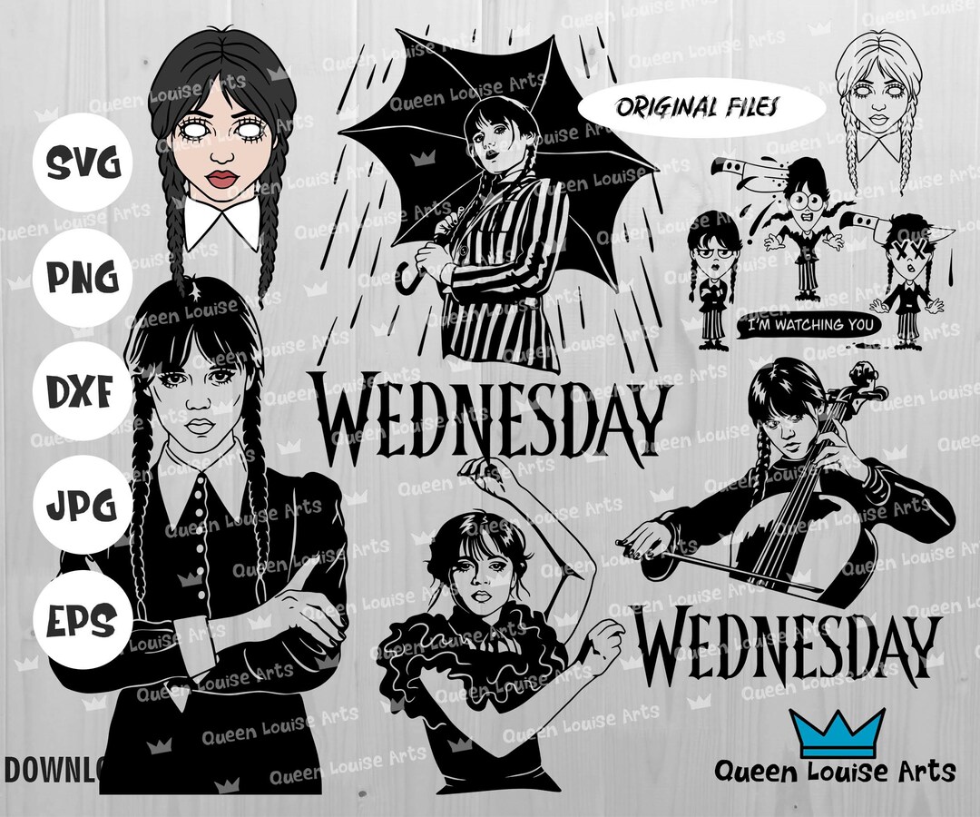 Wednesday Addams Svg, Wednesday Character Png, Gothic Girl Dxf, Spooky ...