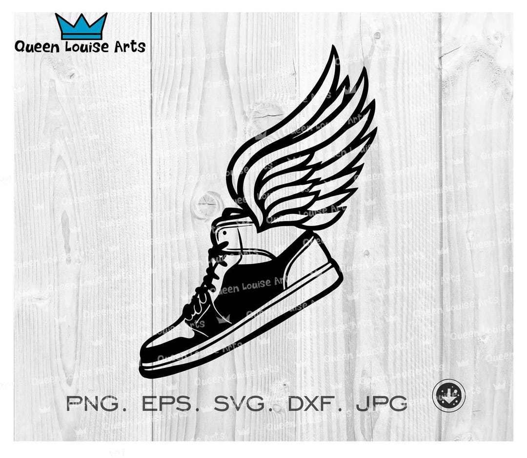 Winged Sneaker Svg, High-top Shoe Clipart for Vinyl, Decals, T-shirts ...
