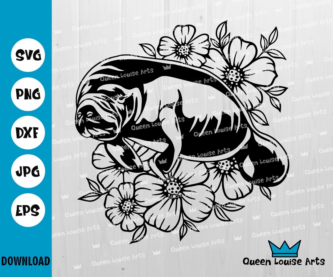 Manatee Svg, Flowers Manatee Svg, Ocean Creatures Svg,manatee Cut File ...