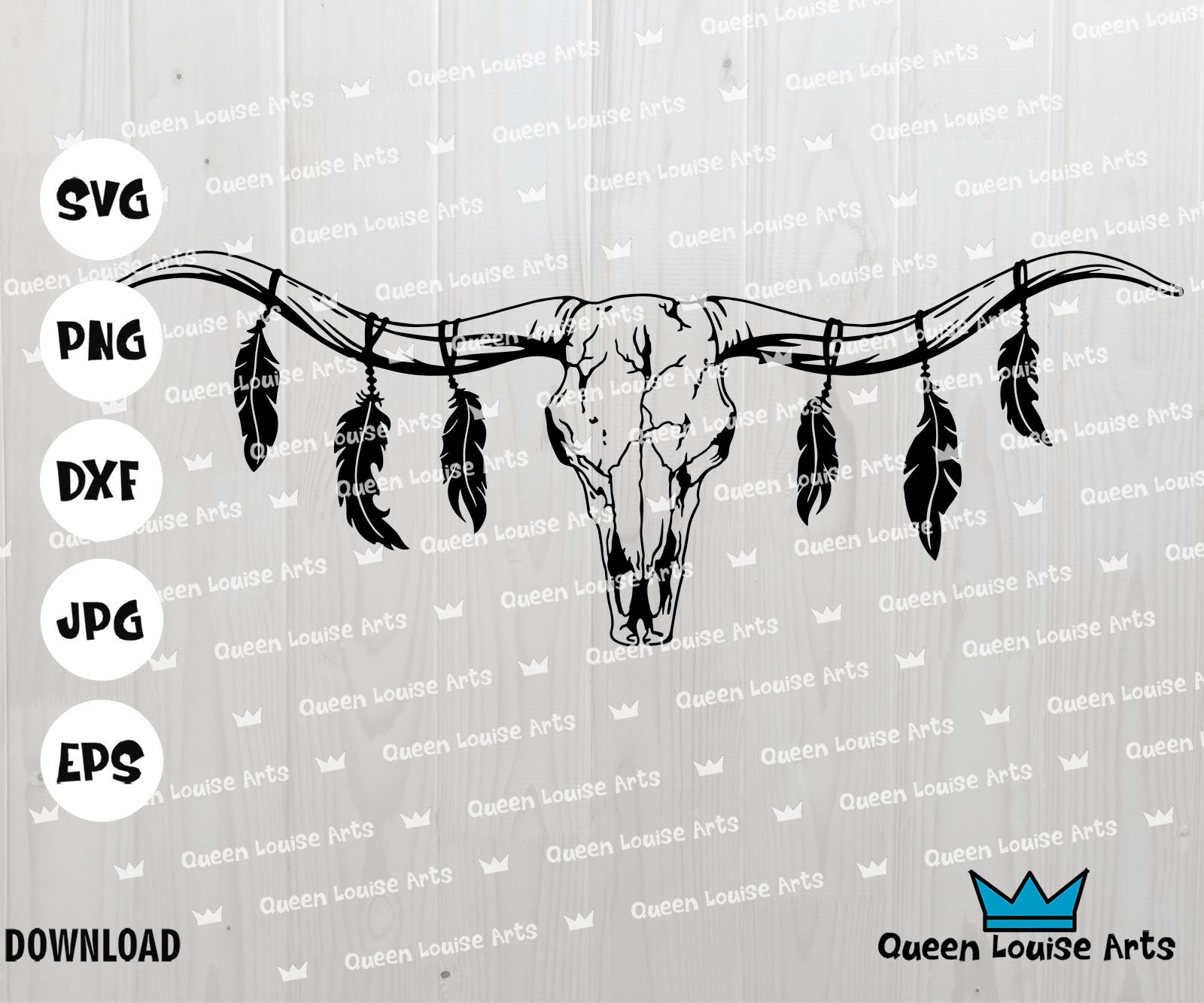 Texas Longhorn Cow Skull Feathers Svg Longhorn Bull Skull - Etsy