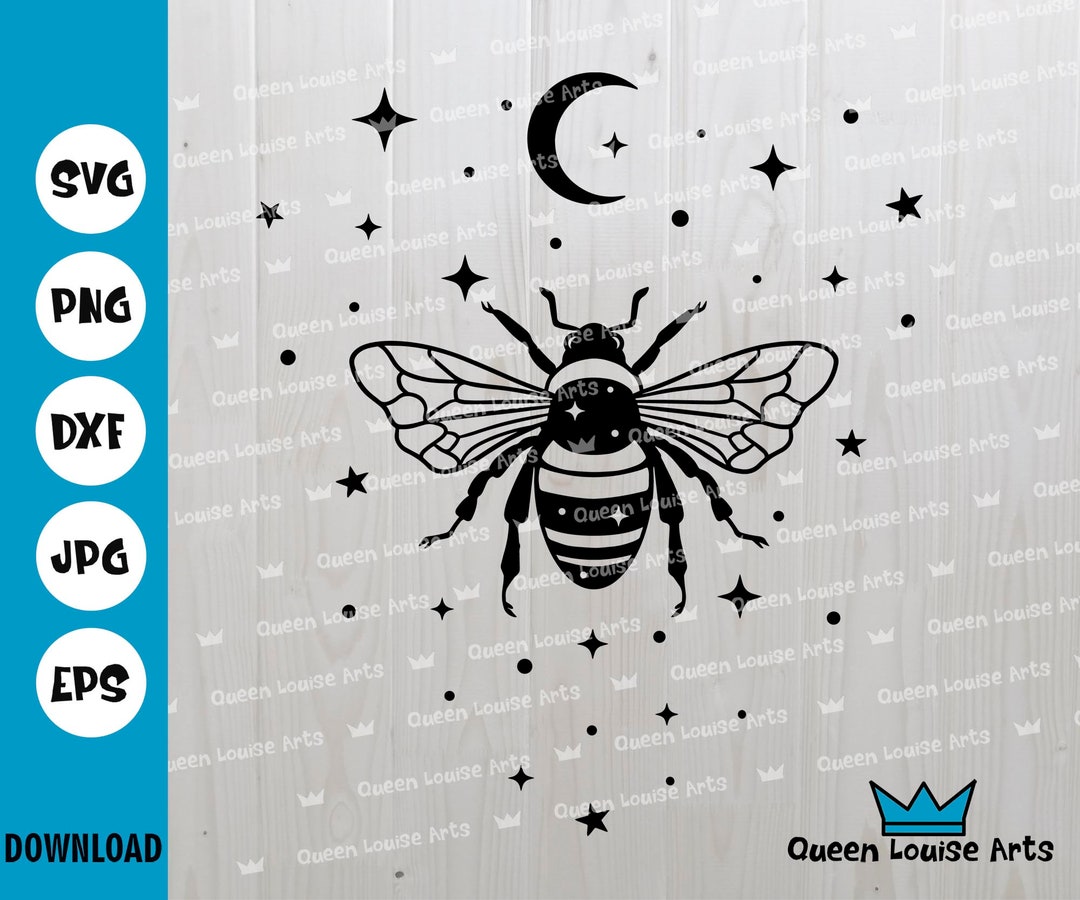 Magic Bee Svg,bee Magic Stars Moon Svg Png Dxf Silhouette Svg,flying ...