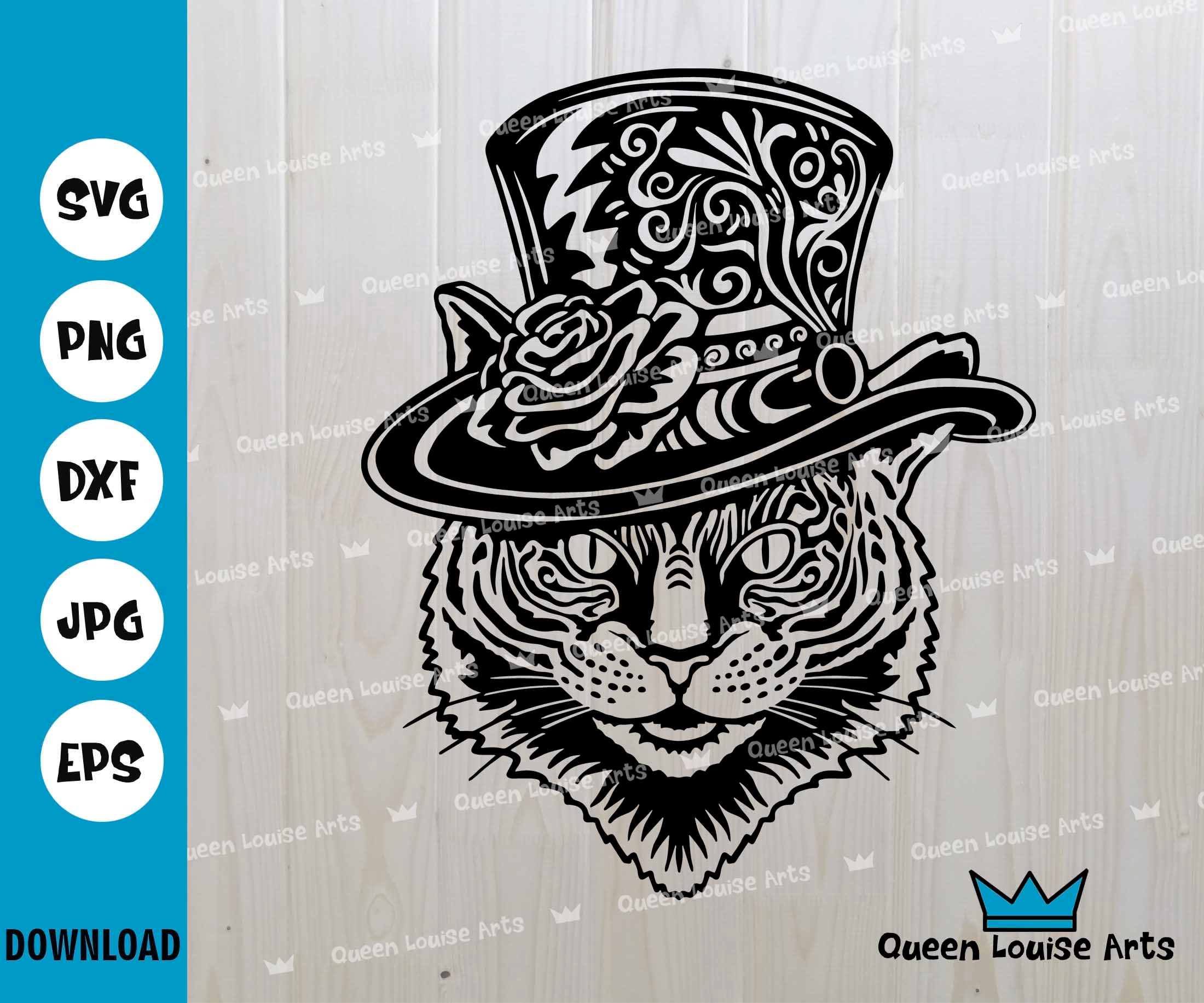 Cheshire Cat Hat Svgvictorian Hat Svgcat in Hat Svg Cat - Etsy